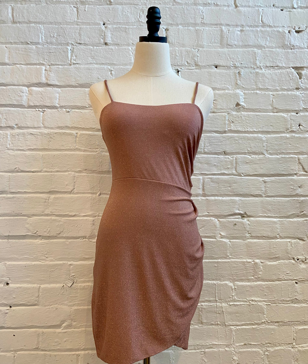 Side Ruched Metallic Dress – Showroom56