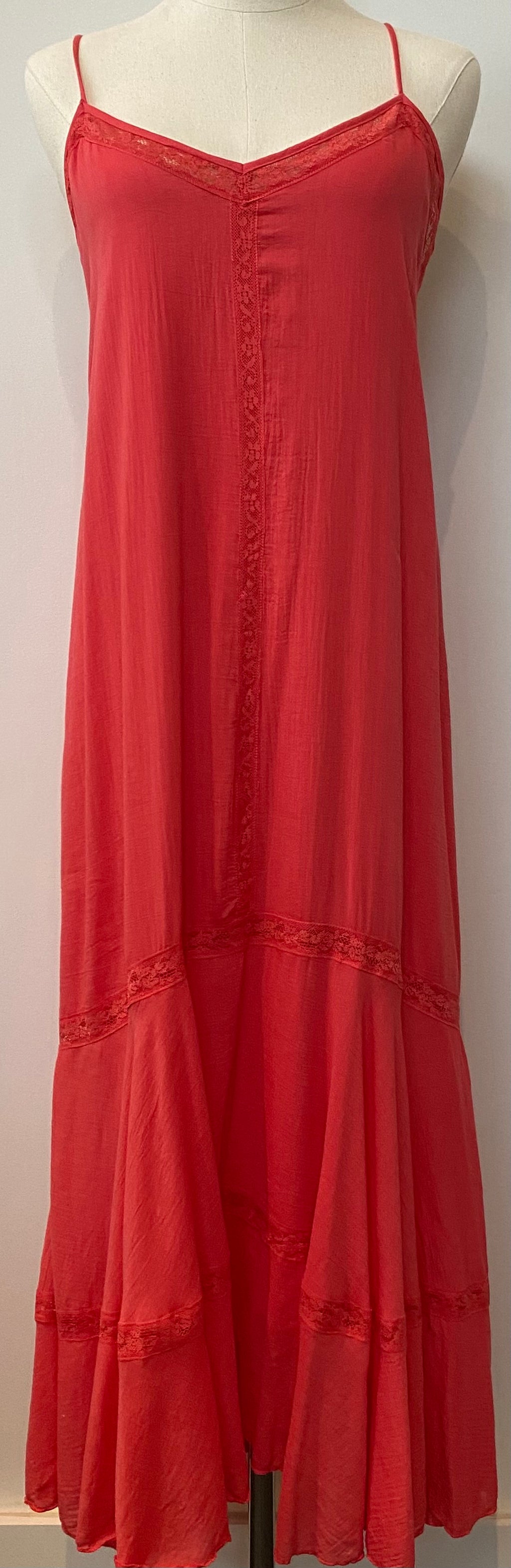 Thin Strap Lace Detail High Low Dress – Showroom56