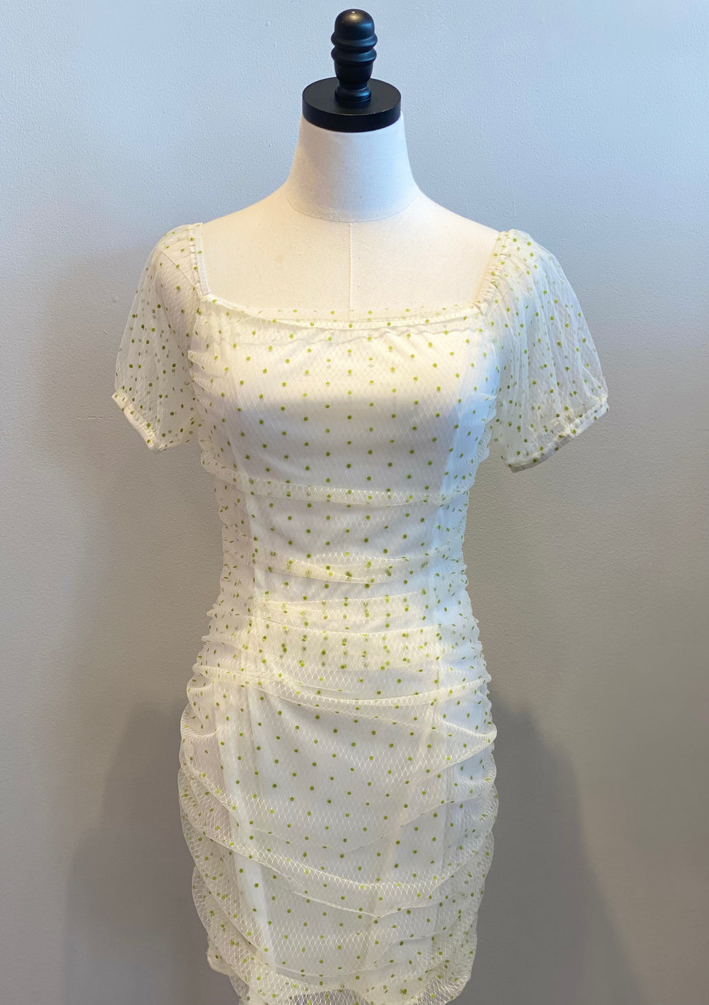 Sweet Lemon Hint Of Green Ruched Party Dress – Showroom56