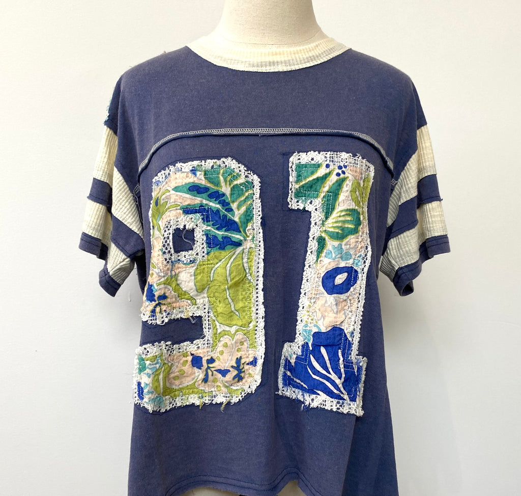 POL Oversize Round Neck 91 Lettering Patches Knit Top Sale – Showroom56