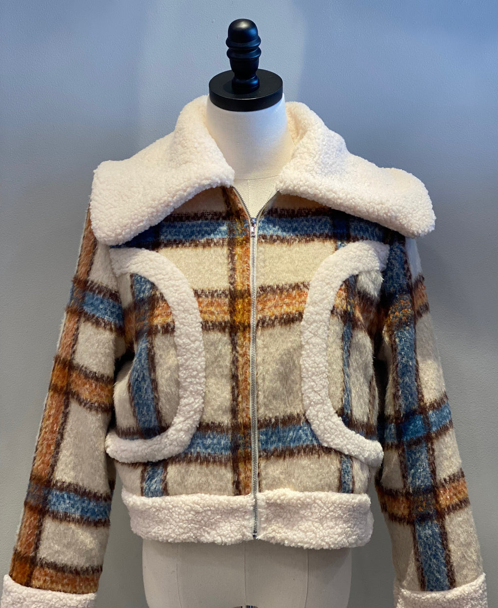 Mazik Faux Fur Plaid Crop Coat – Showroom56